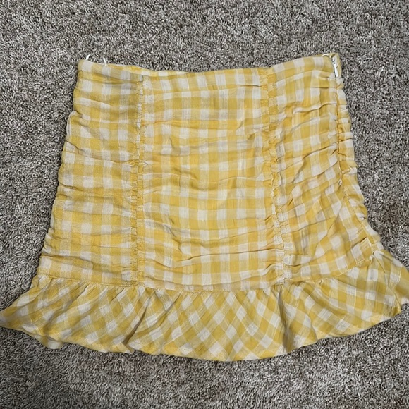 Zara | Skirts | Zara Yellow Checkered Skirt Size Medium New W Tags ...